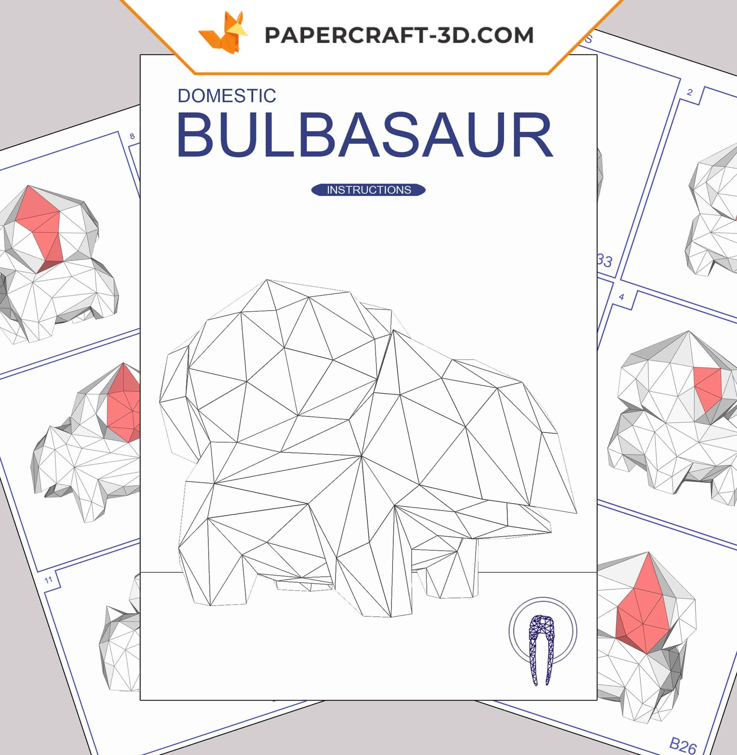 DIY Bulbasaur Pokemon Craft: 3D-s papírmodell, Origami Papercraft szobor