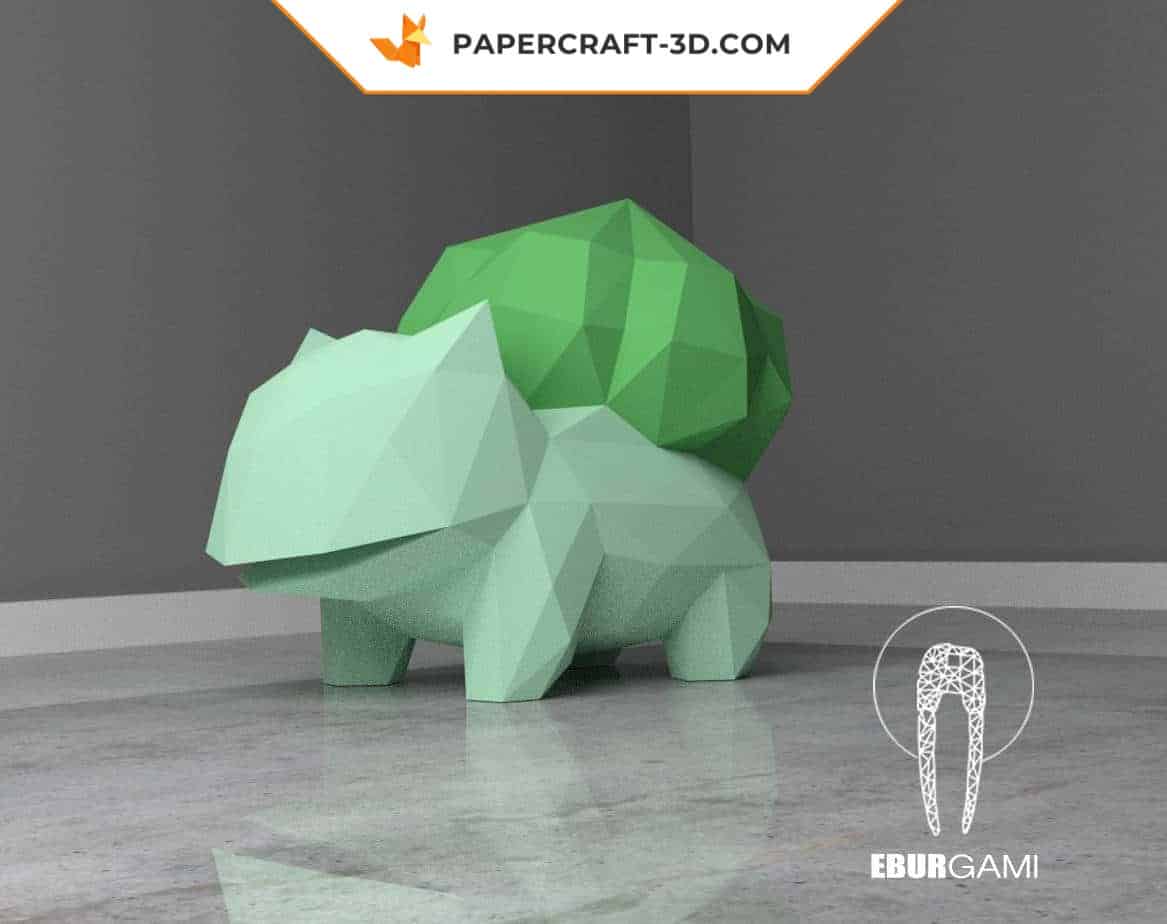DIY Bulbasaur Pokemon Craft: 3D-Papiermodell, Origami-Papercraft-Statuette