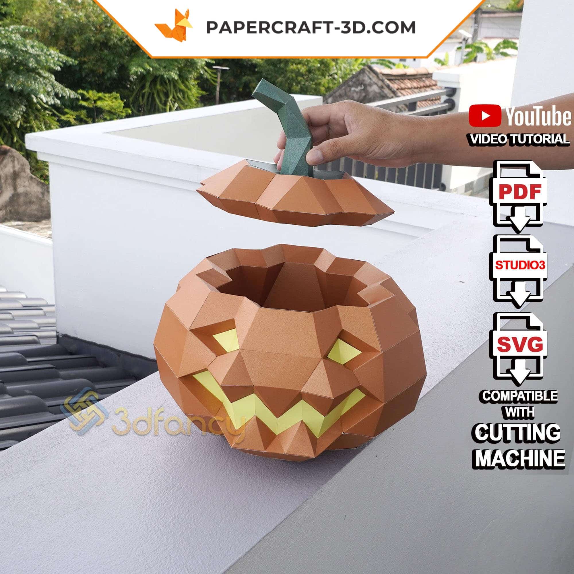 Modelo de Calabaza en Papercraft 3D PDF - Rompecabezas de Origami de ...