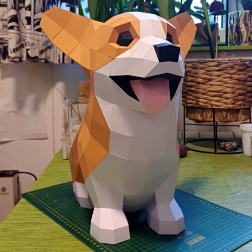 Papercraft Corgi en origami 3D DIY pour décoration originale