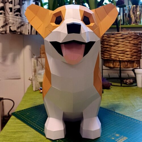 Papercraft Corgi en origami 3D DIY pour décoration originale