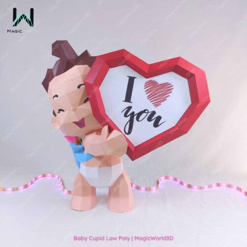 Papercraft Cupidon Bébé 3D - Cadeau Saint-Valentin idéal