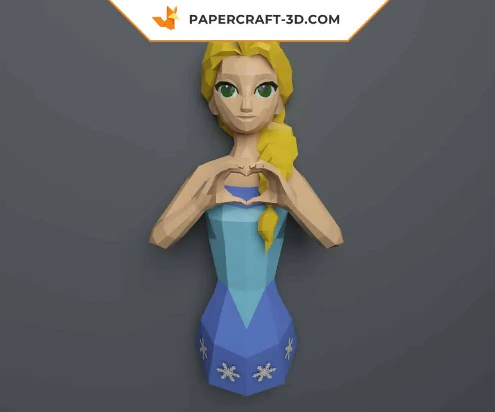 Elsa Frozen Papercraft 3D: carta origami fai da te, decorazione da parete