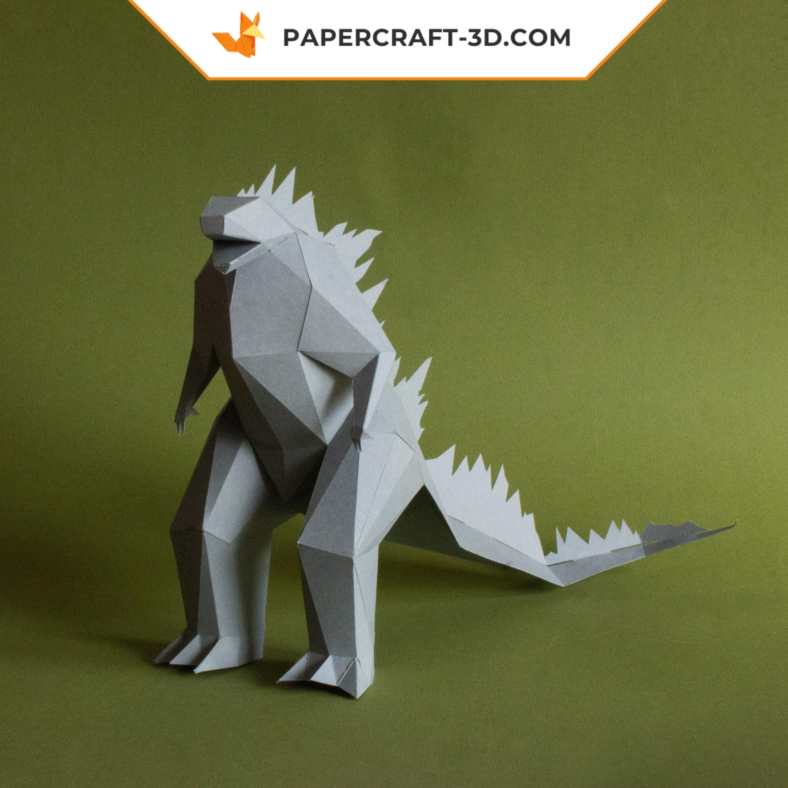 Godzilla Papercraft Low Poly 3D modell, DIY Origami Kit, SVG papír