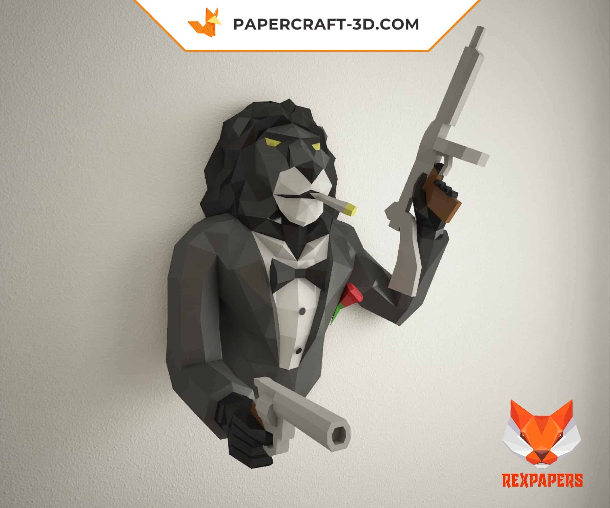 León Gánster Papercraft PDF-model - 3D DIY origami-papiersculptuur