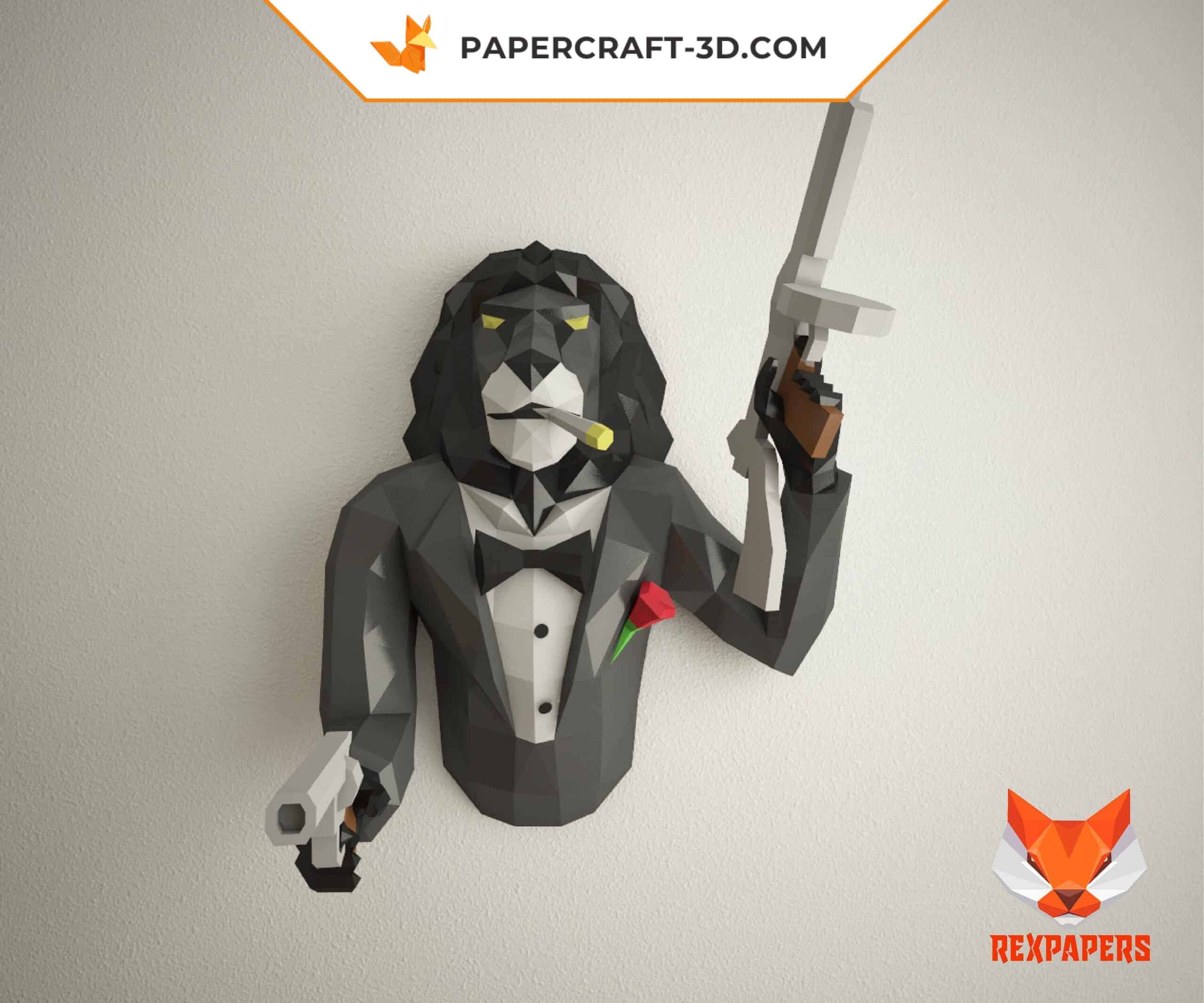 León Gánster Papercraft PDF-model - 3D DIY origami-papiersculptuur