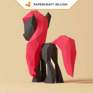 Papercraft little pony en origami 3D pour décoration intérieure