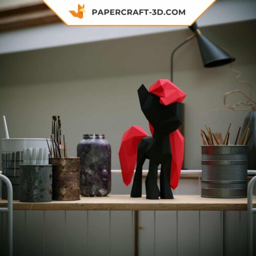 Papercraft little pony en origami 3D pour décoration intérieure