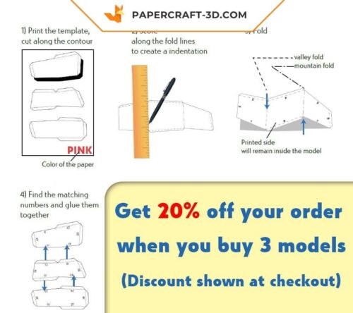 3D paper wolf origami papercraft - DIY model