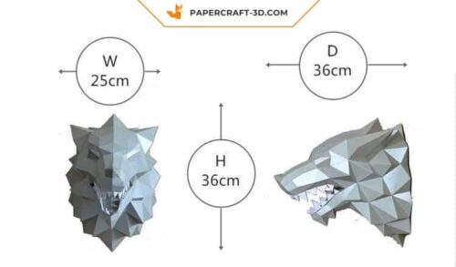Papercraft loup Stark 3D - Modèle origami à construire