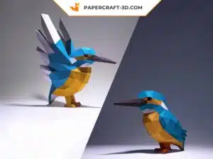 Martin-pêcheur papercraft 3D : modèle origami DIY facile