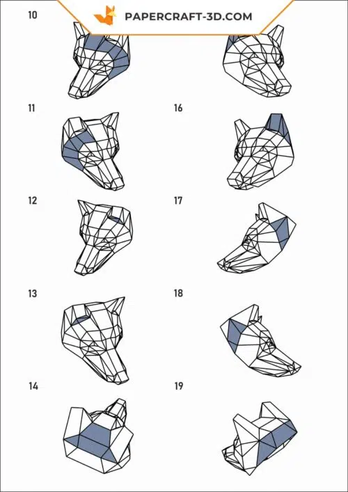 3D wolf mask papercraft for Halloween