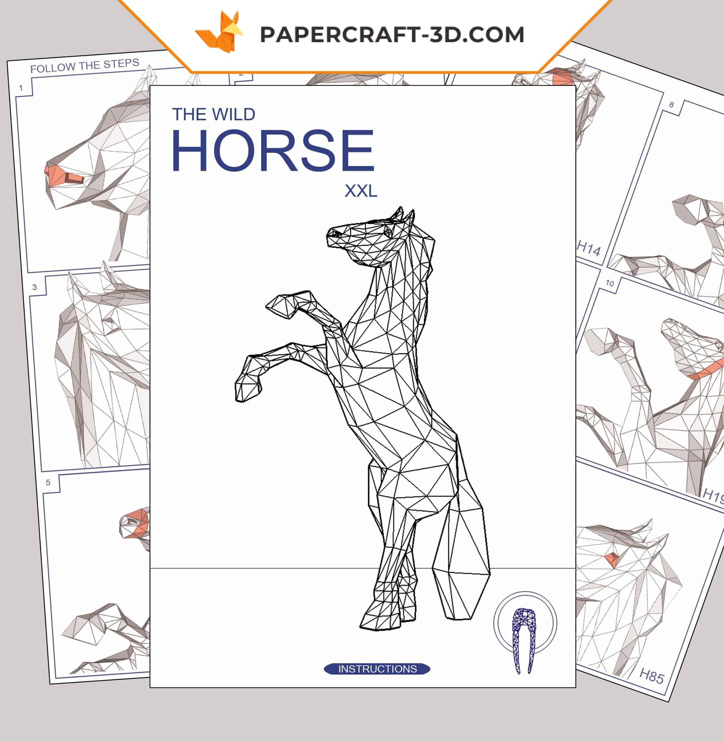 Modelo de Caballo Low Poly XXL - Papercraft y Origami 3D Artesanal