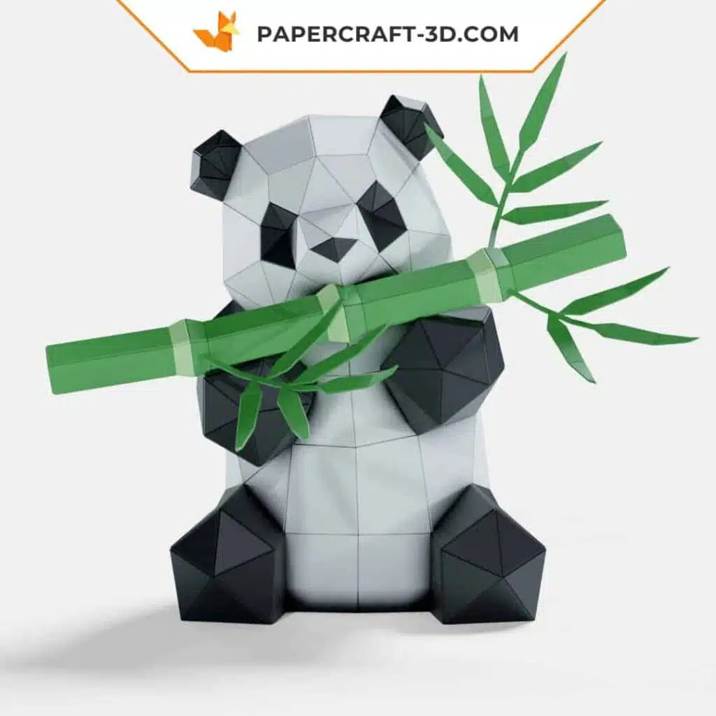 Panda Papercraft 3D, modello PDF stampabile, decorazioni per la casa ...