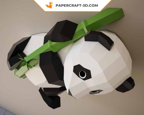 Papercraft panda 3D DIY en origami sur bambou