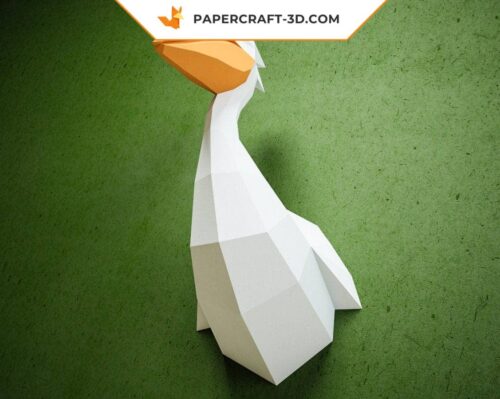 Papercraft pélican 3D DIY : modèle unique pour déco murale