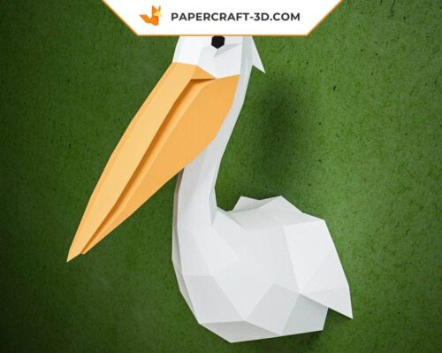 Papercraft pélican 3D DIY : modèle unique pour déco murale
