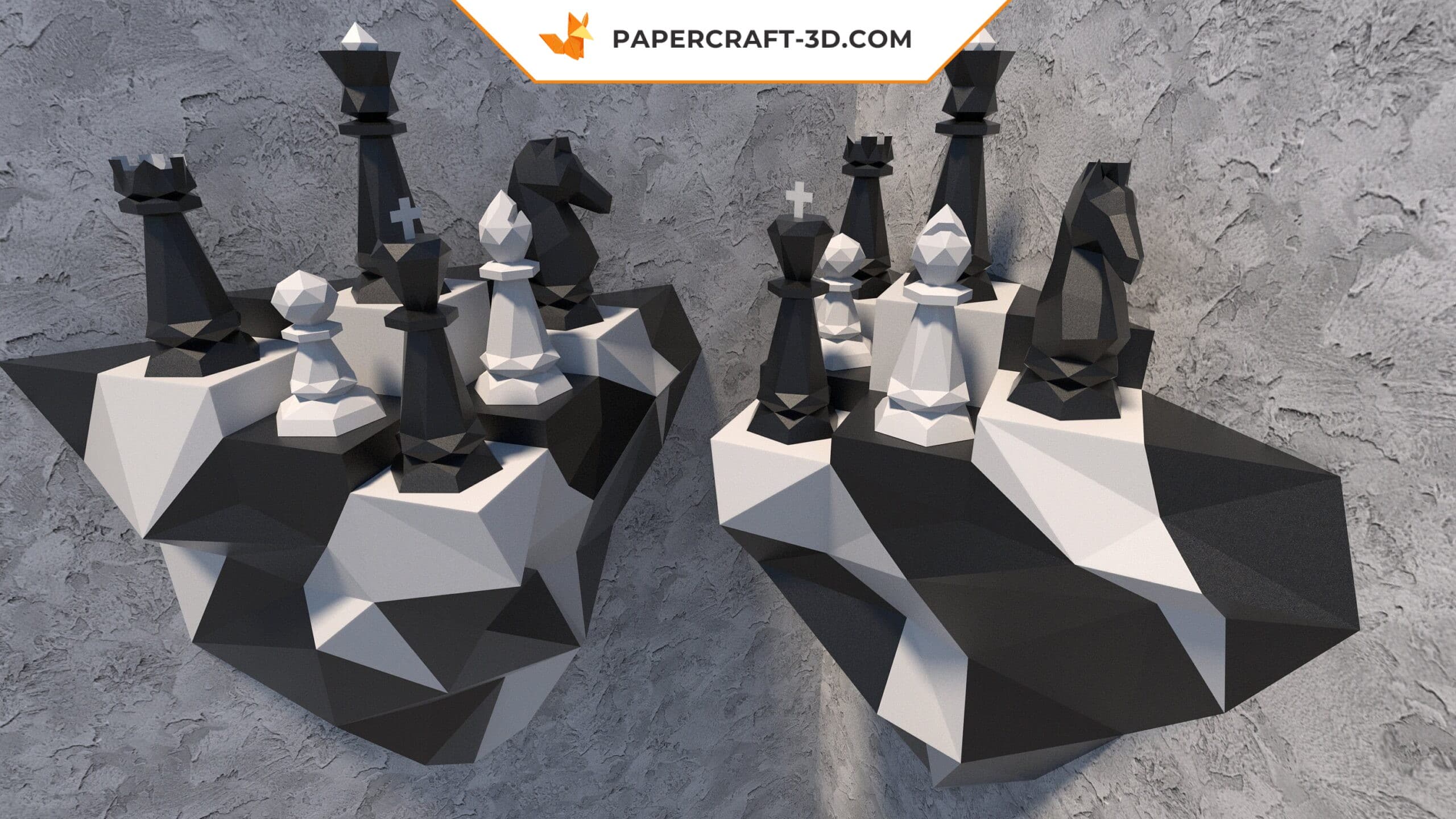 Modelo PDF de tabuleiro de xadrez Papercraft para DIY, papel Origami 3D ...