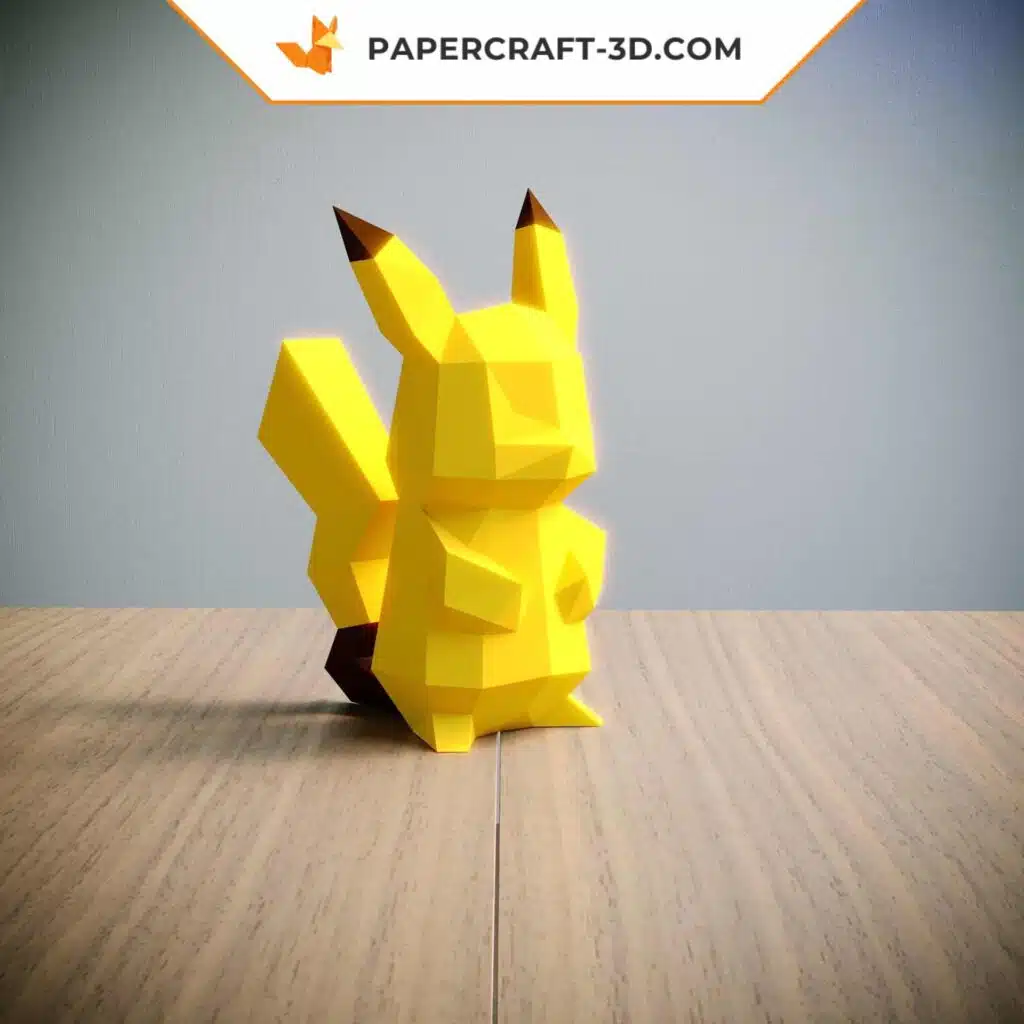 3d Origami Pikachu Diagram Pikachu Sitting Papercraft – DIY Template