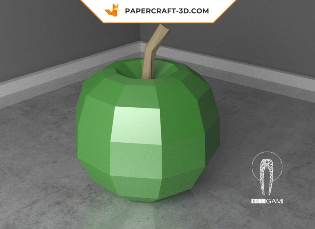 Papercraft Apple XXL 3D, modello origami di carta, scultura low-poly ...