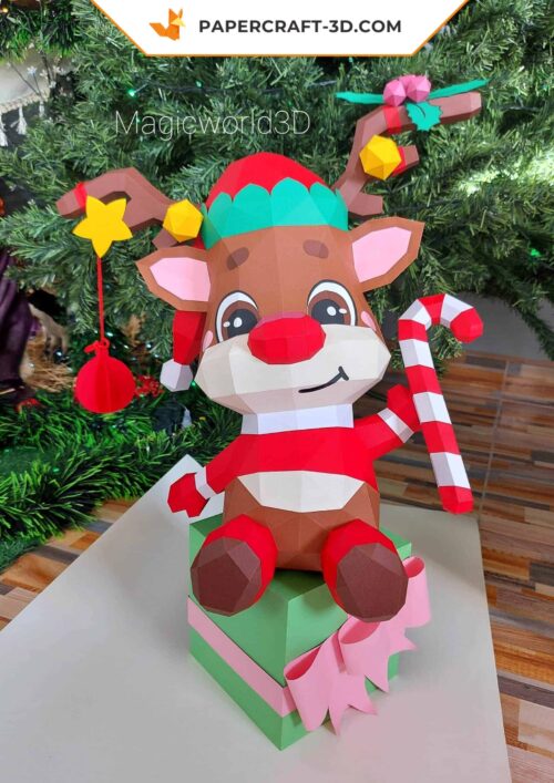 Reno de Navidad 3D Papercraft - decoración festiva para construir