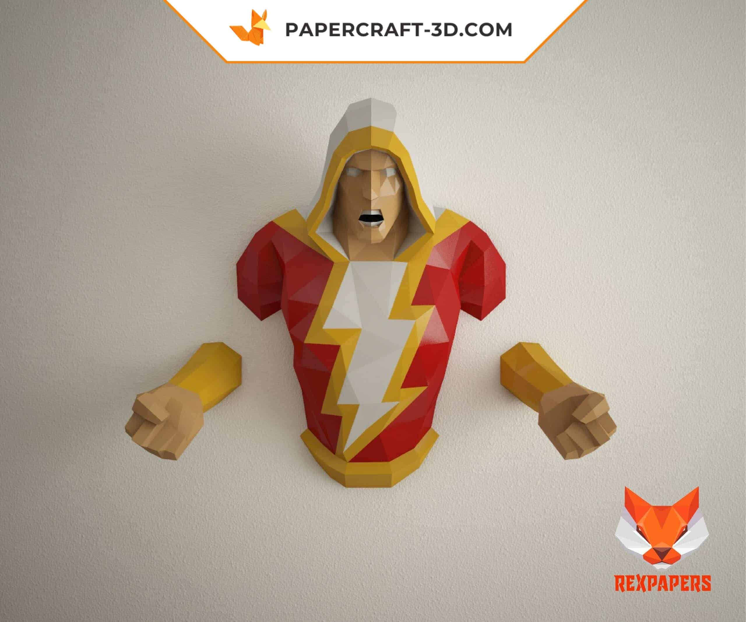Shazam Papercraft: PDF-model, 3D-papiersculptuur, Origami, Marvel