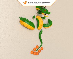 Papercraft Shenlong 3D en origami papier - Sculpture géométrique