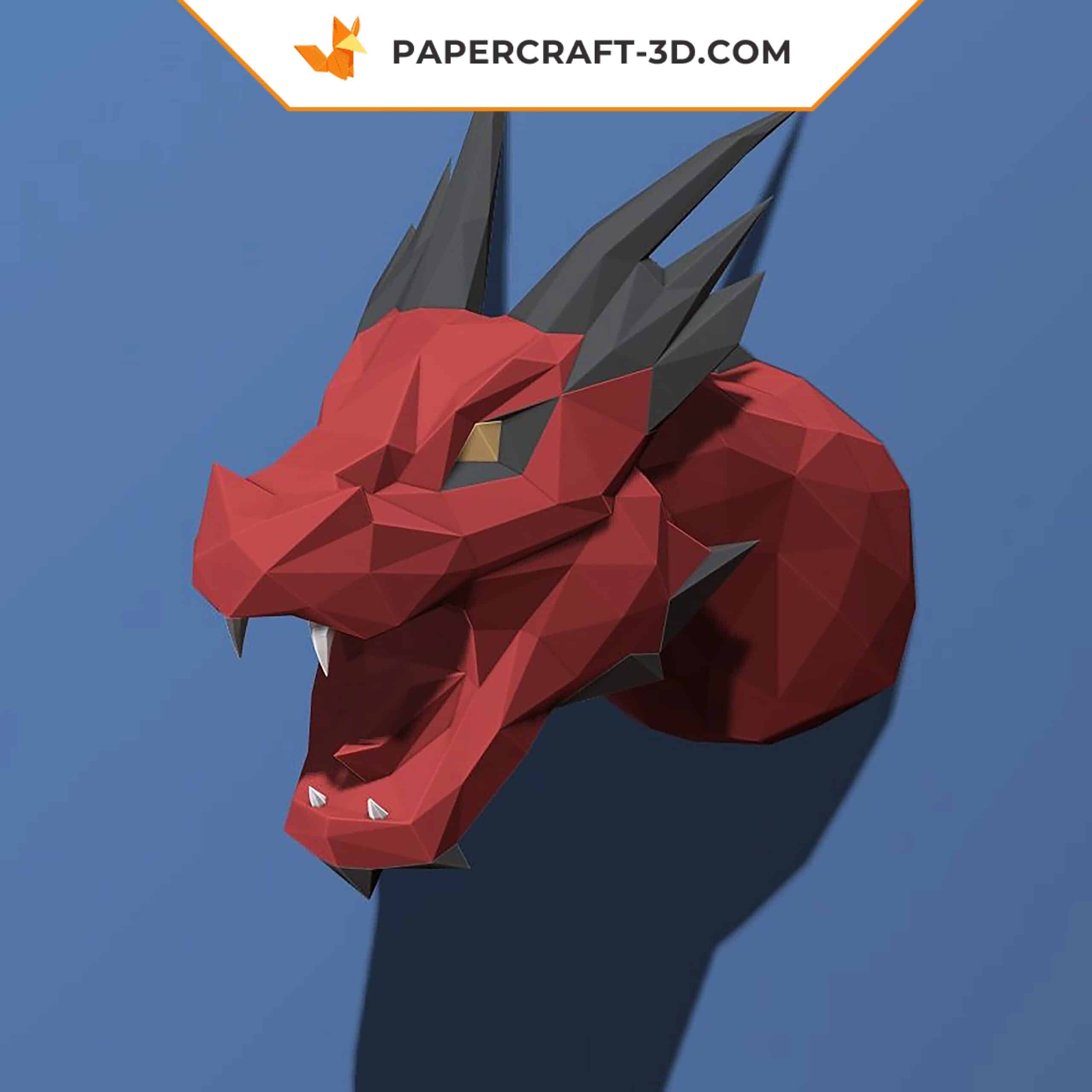 Papercraft Origami Testa di drago Carta 3D - Modello PDF