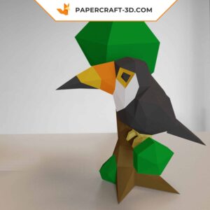 Toucan origami 3D en papier - Sculpture DIY à monter