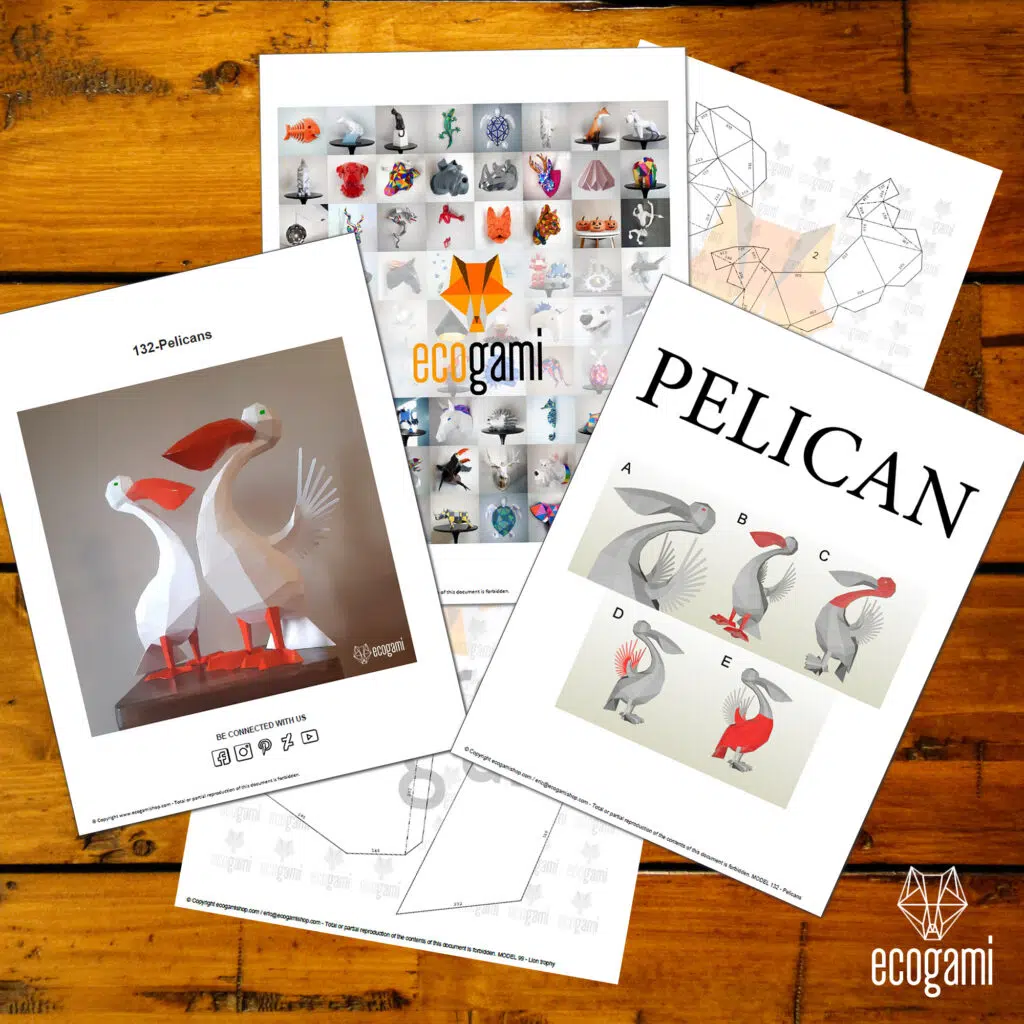 Papercraft pélicans origami 3D – Duo décoratif à assembler