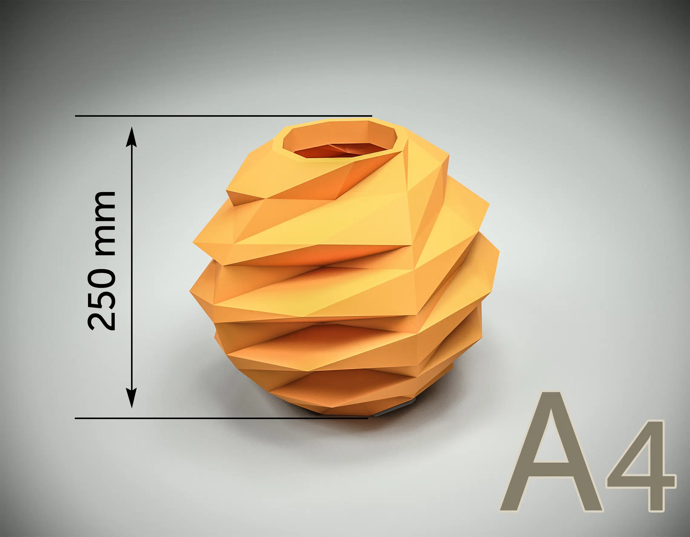 Papercraft round vase in 3D paper origami for decoration
