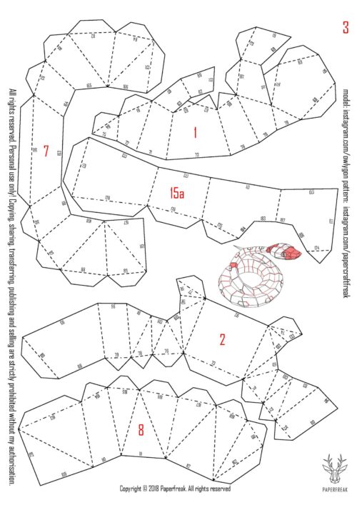 Papercraft serpent python viper 3D origami papier