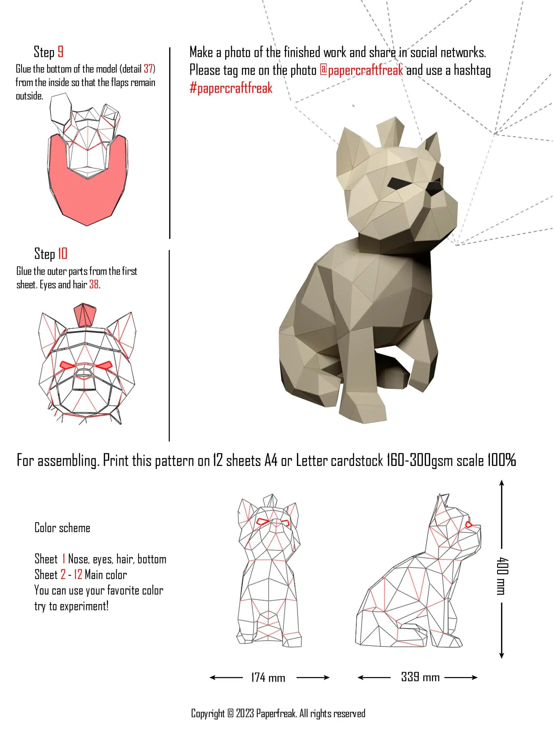Papercraft chiot Yorkshire Terrier 3D à assembler soi-même