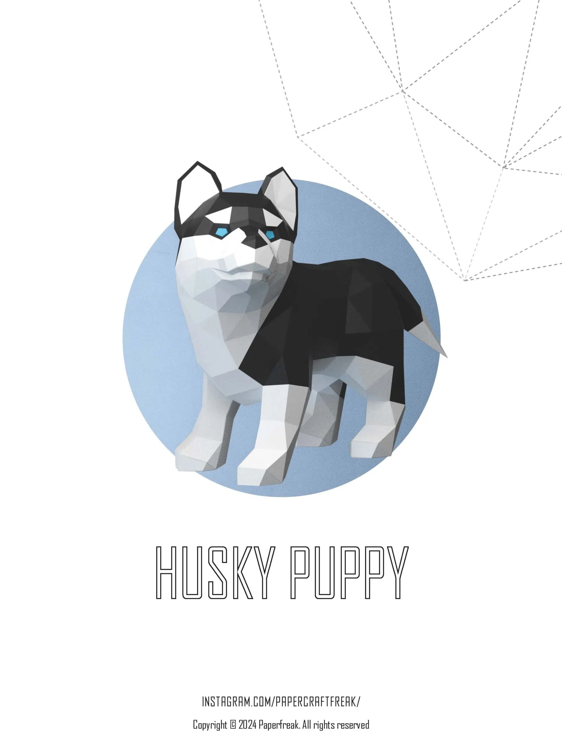 3D-Papiermodell Husky-Welpe in Origami - kreatives DIY