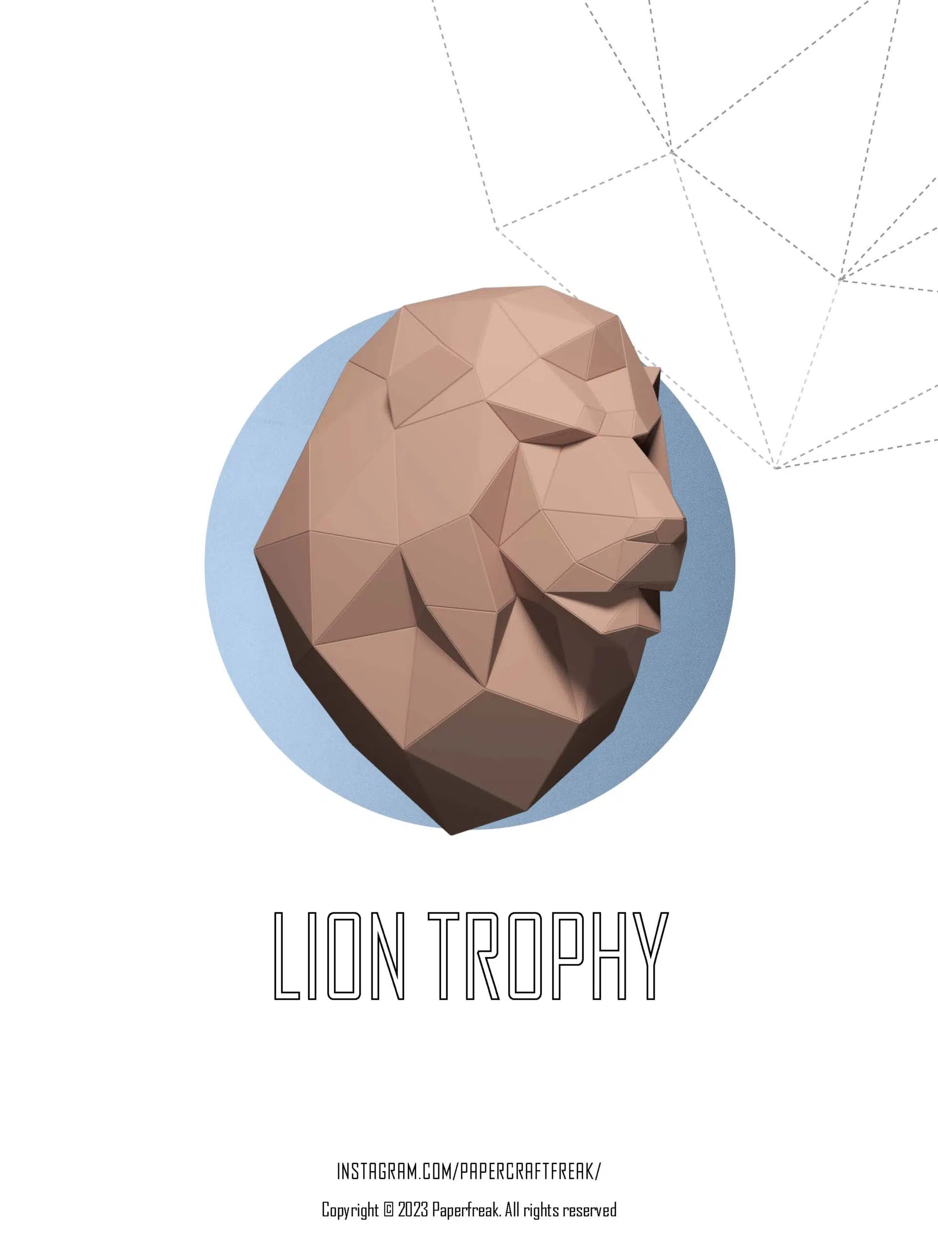 3D paper lion head papercraft - Wall trophy origami