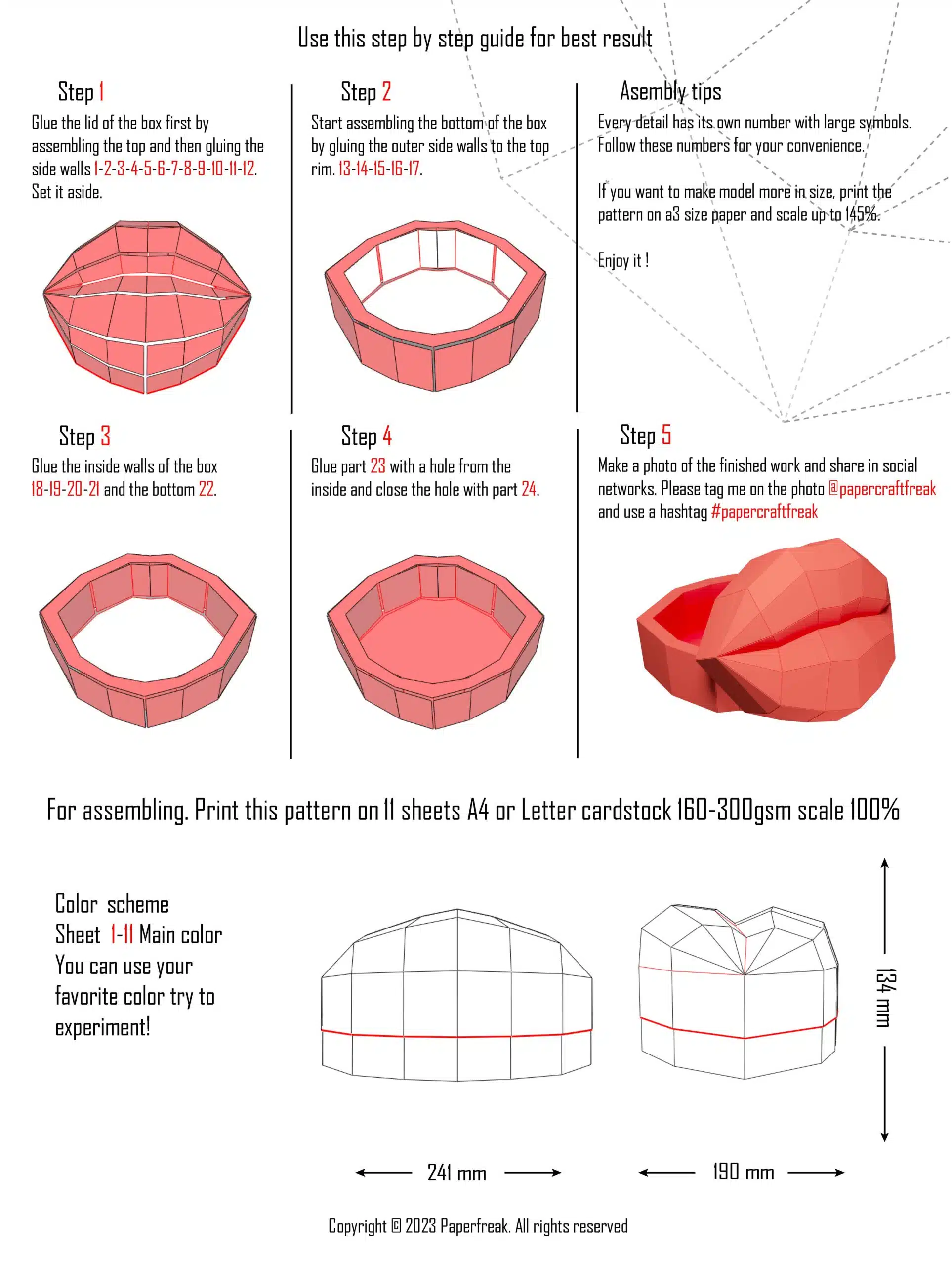 3D Papercraft Lips Box: DIY Model for Gifts and Storage