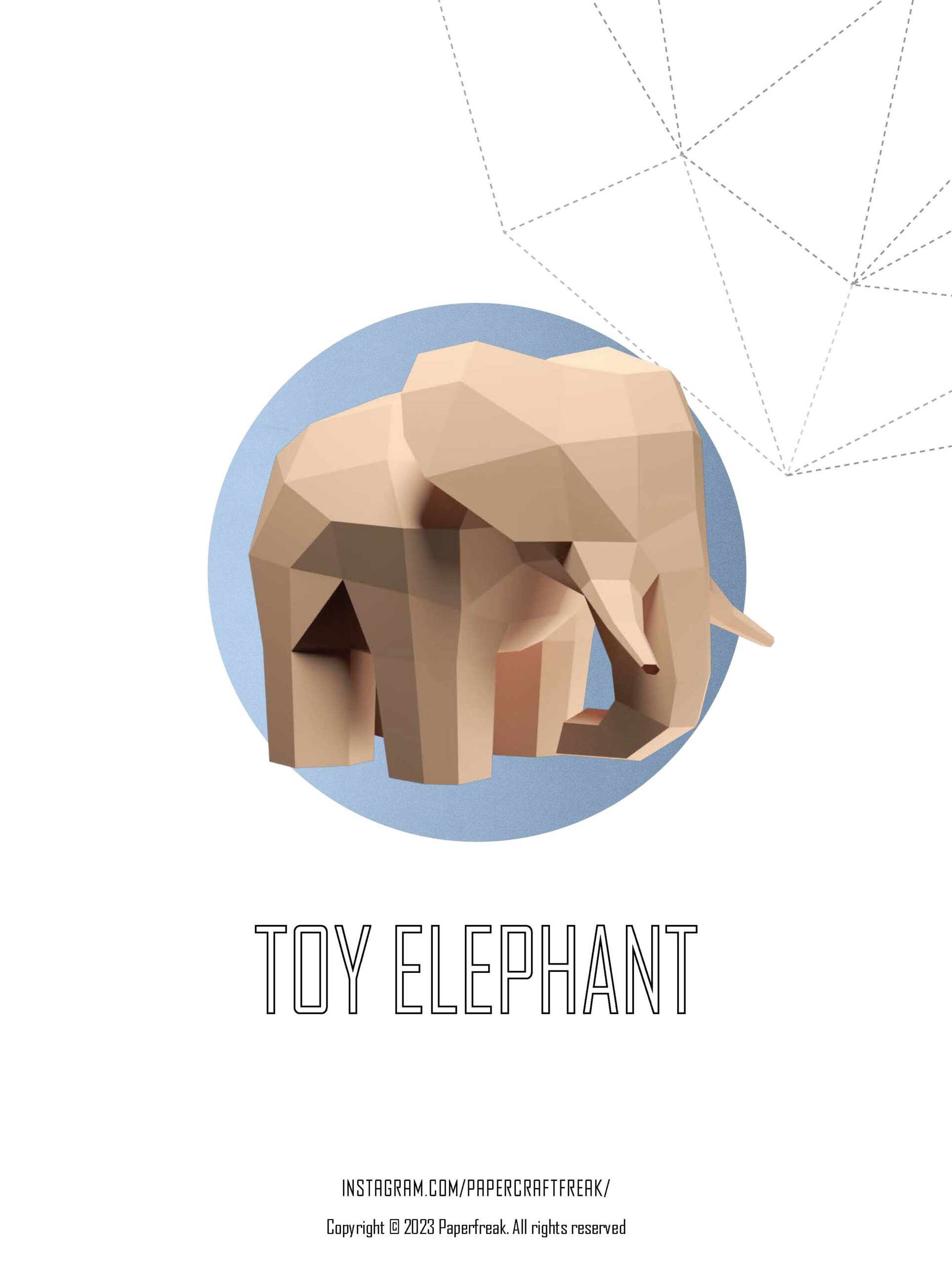 3D origami elephant - DIY papercraft wall decor