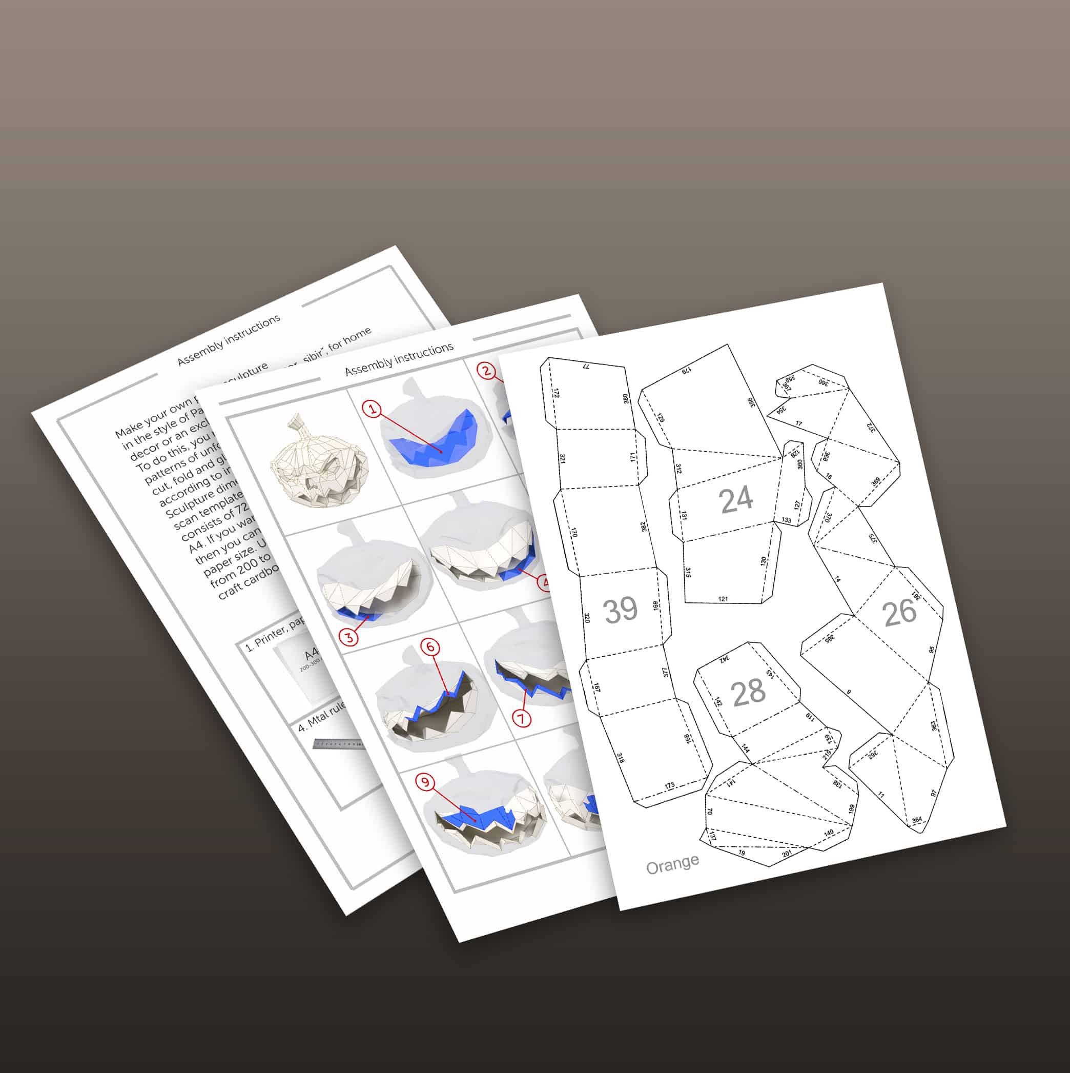 Calabaza papercraft 3D para decoración de Halloween DIY