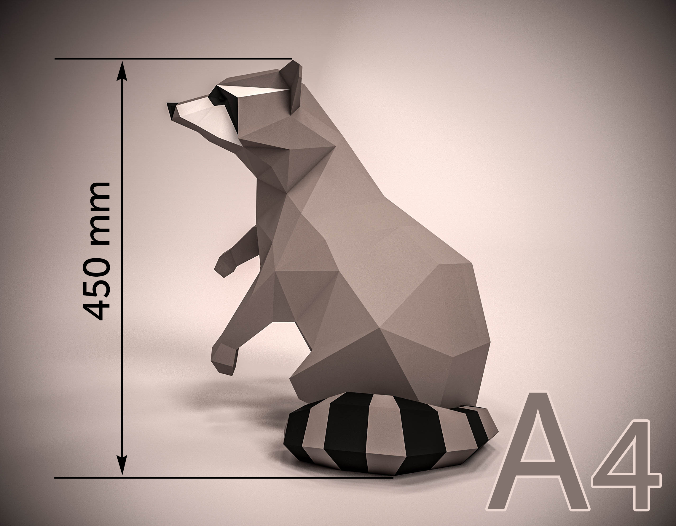 3D origami raccoon papercraft – DIY intermediate project