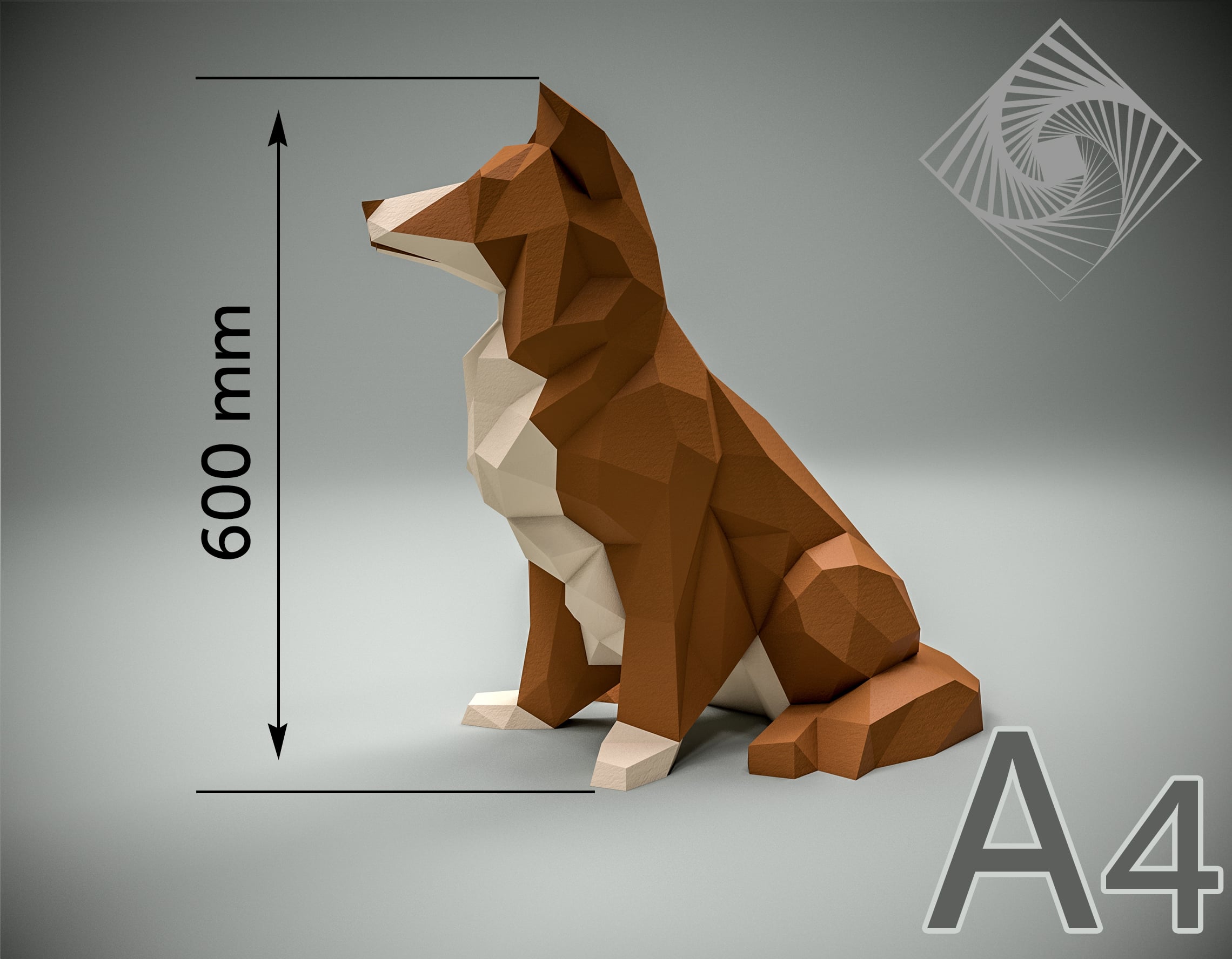 Border Collie 3D Origami: Realistisches Papercraft-Modell
