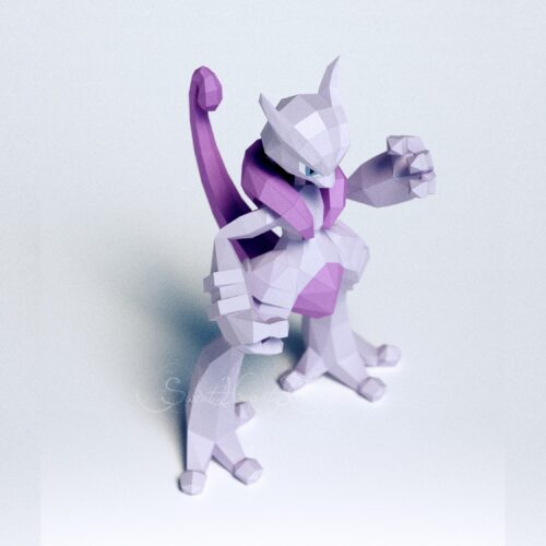 Papercraft Mega Mewtwo X Shiny – modèle Pokémon 3D