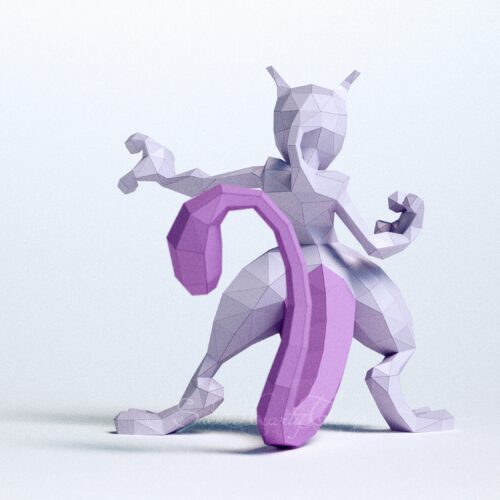 Papercraft 3D Mewtwo en origami papier - Kit DIY Pokémon