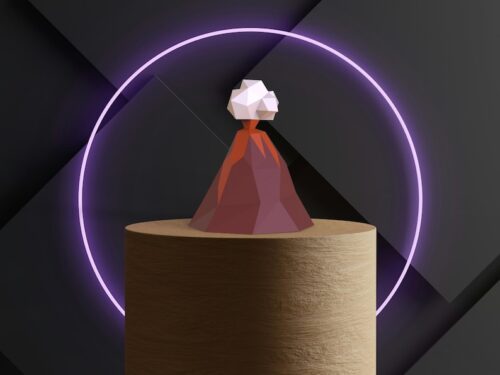 3D volcano papercraft for kids – easy to assemble