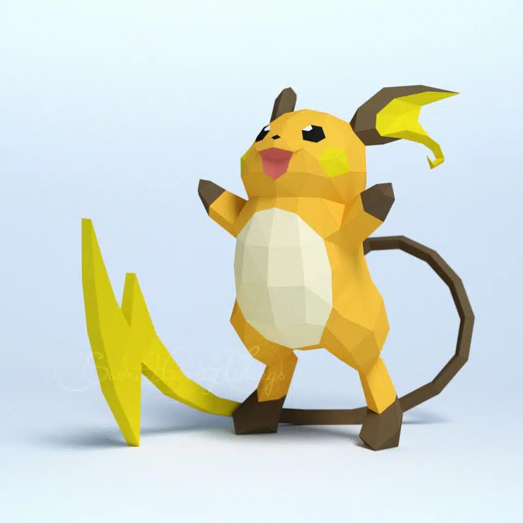 Raichu Pokémon en origami 3D – Papercraft à construire