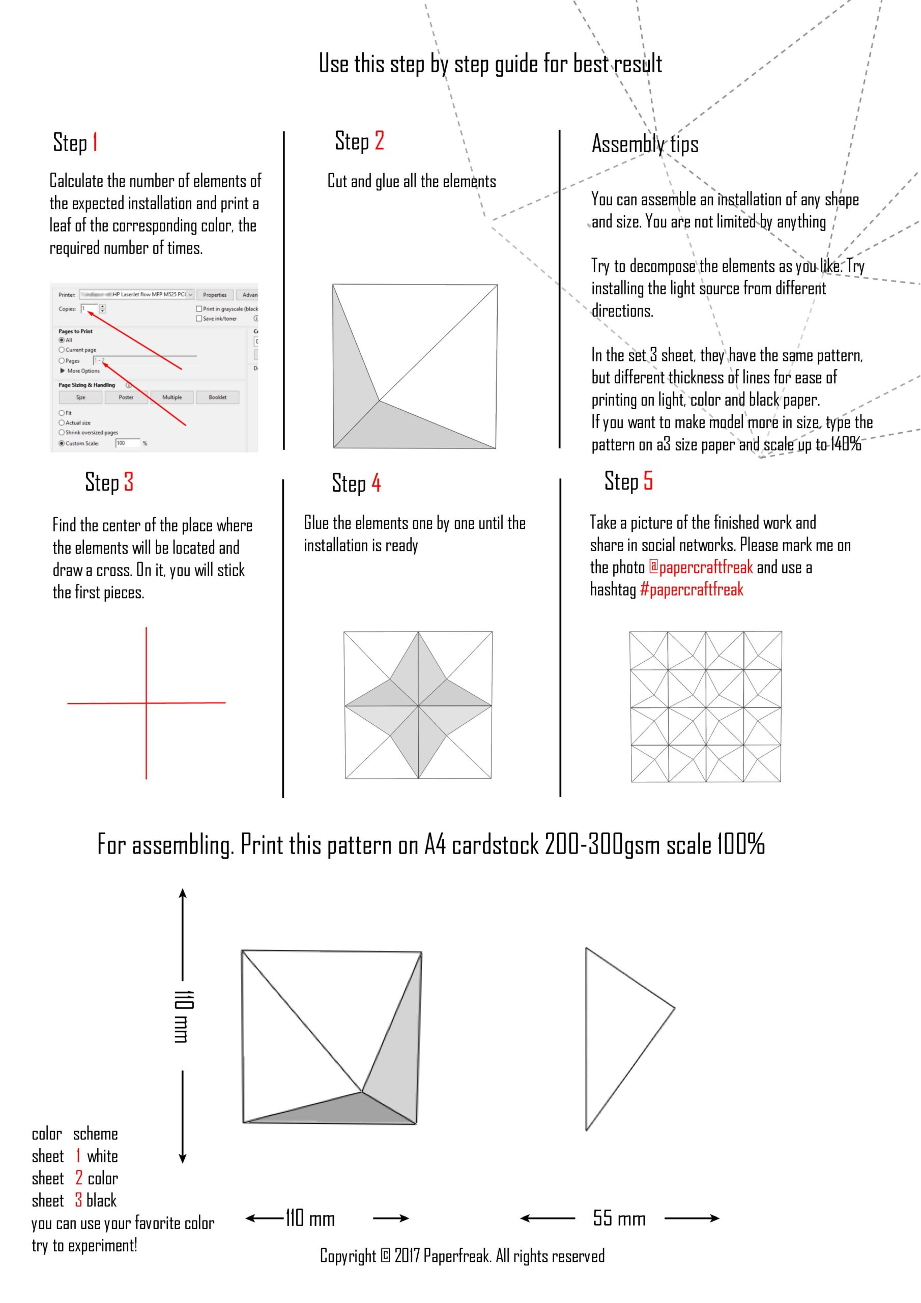 Papercraft 3D pyramide installation - modèle DIY en papier