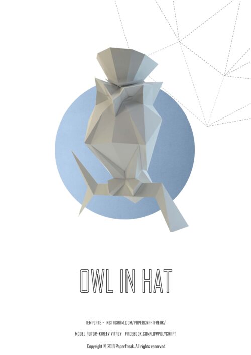 Papercraft 3D Hibou en Chapeau - Modèle DIY Décoratif