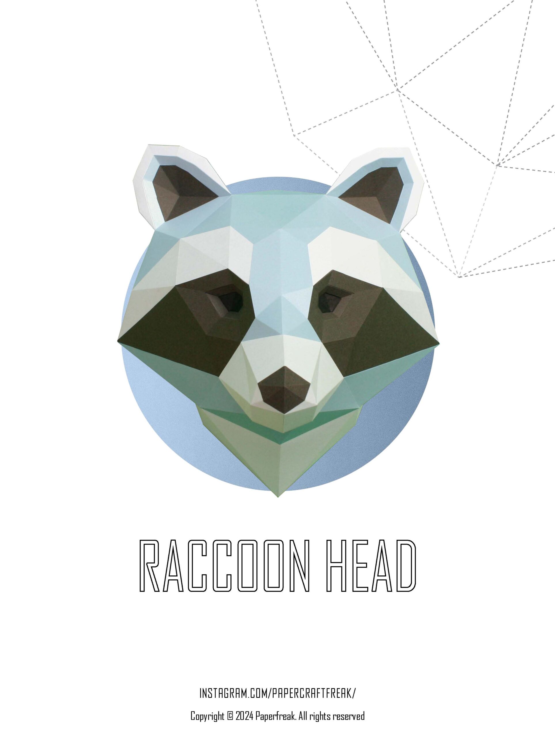 Raccoon Head 3D Papercraft - Easy Origami Model