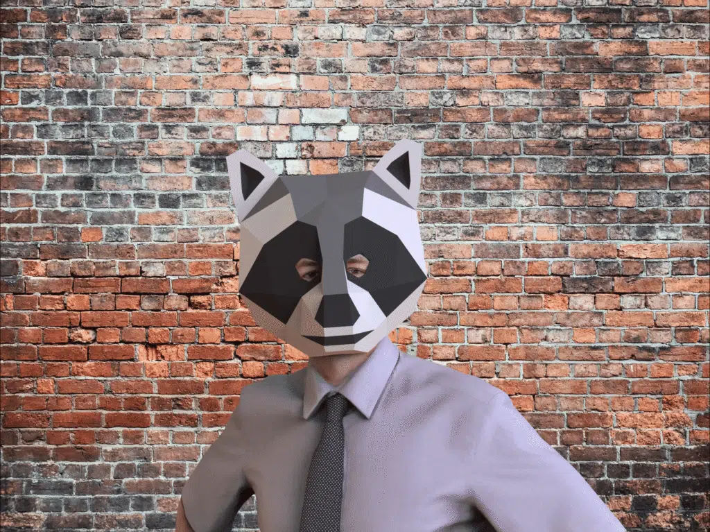 Máscara de mapache en papercraft 3D para armar