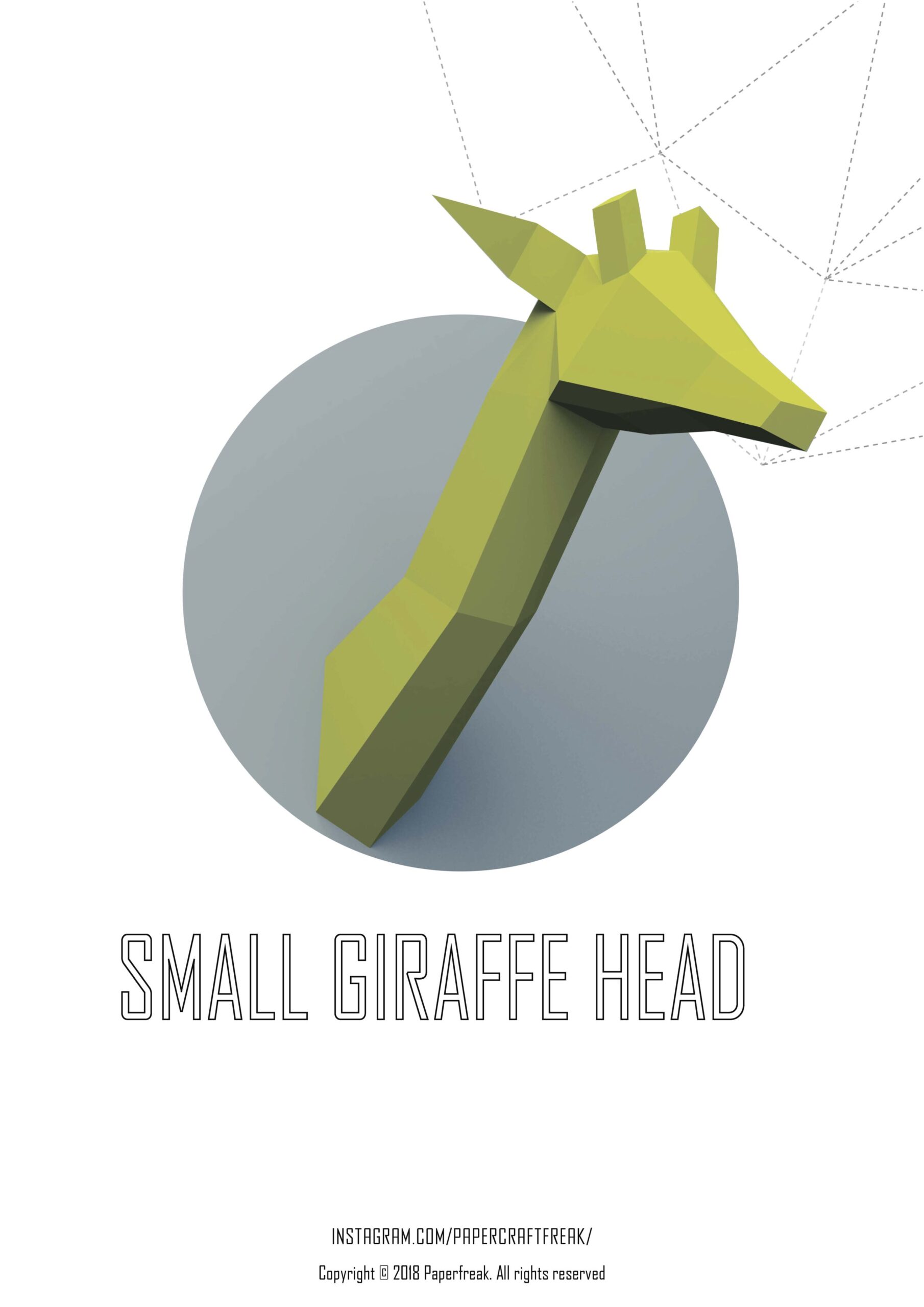 Giraffe head 3D papercraft trophy for kids - easy project