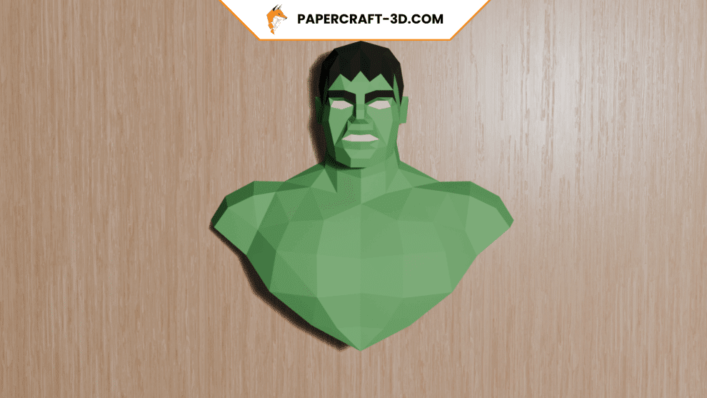 Busto de Hulk de Marvel en papercraft 3D